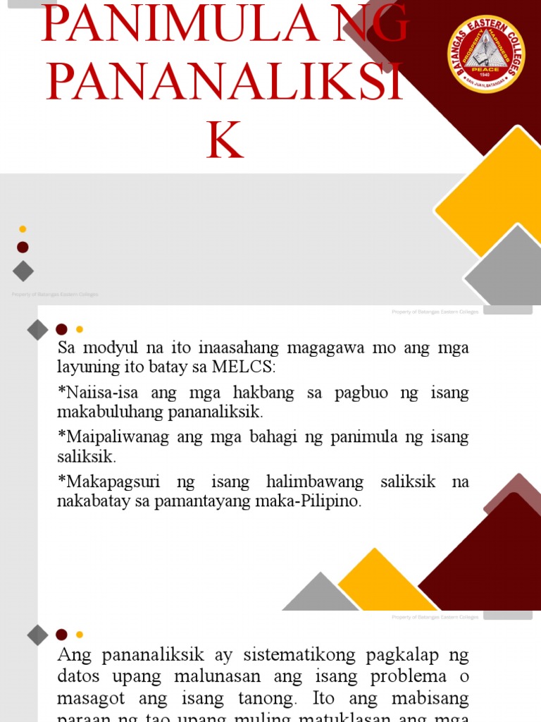 Panimula NG Pananaliksik | PDF