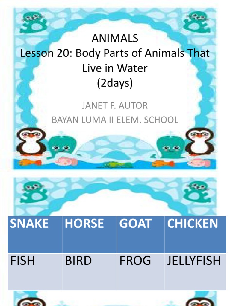 Lesson 20 Body Parts of Animals That Live in Water | PDF