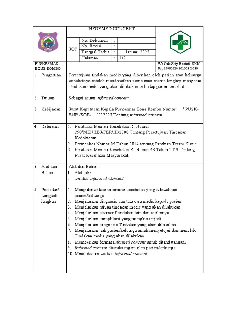 Sop Informed Concent | PDF