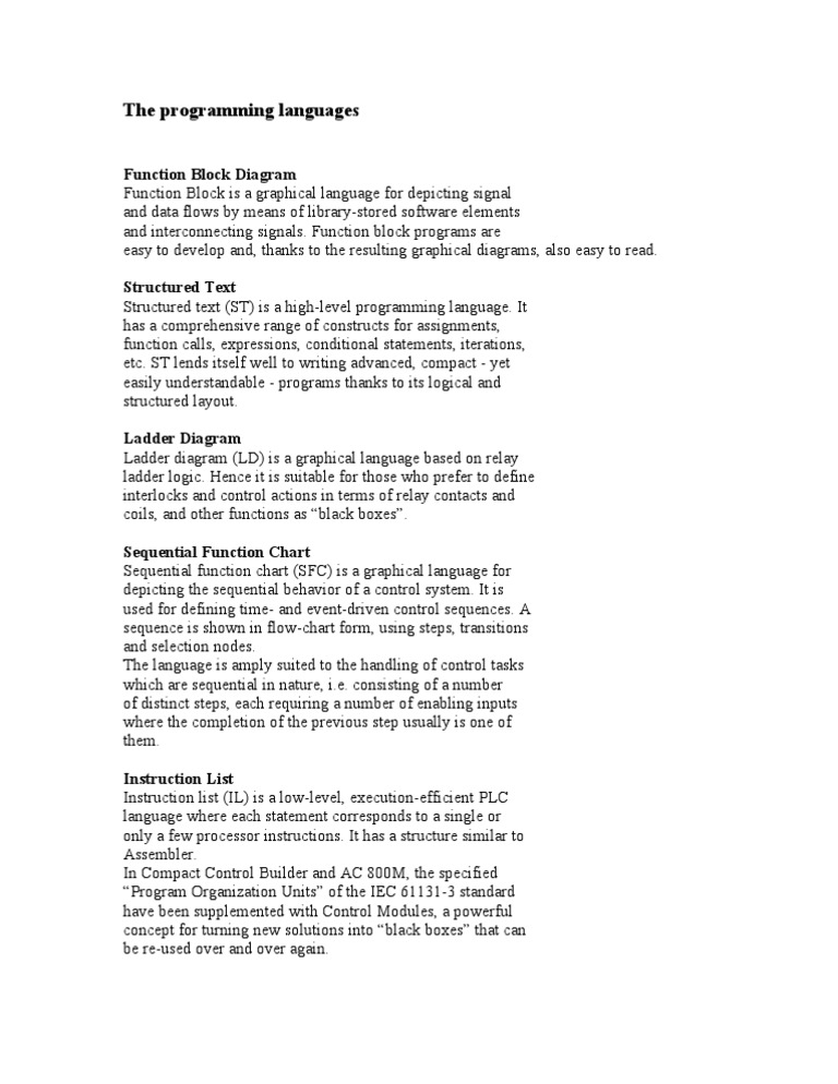 The Programming Languages: Function Block Diagram | PDF