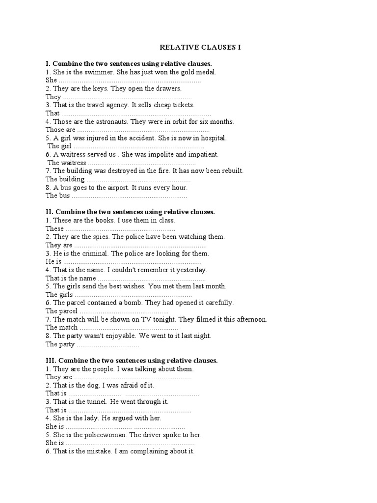 Relative Clauses I | PDF | Menu