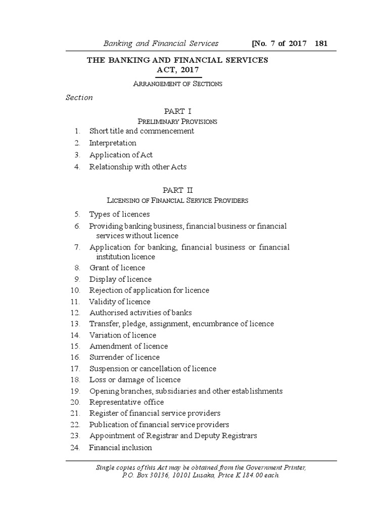 Banking and Financial Services Act 2017 | PDF | Liquidation | Banks