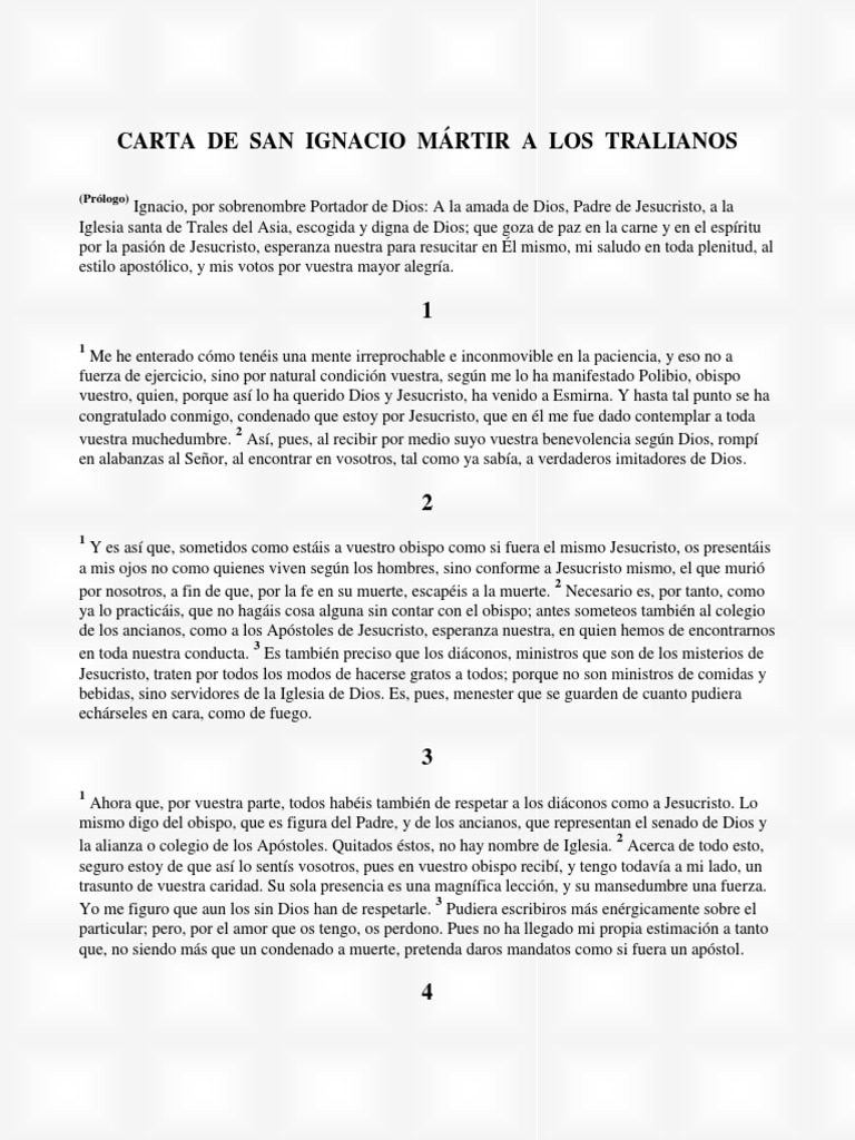 Exhortaciones de Ignacio a los Tralianos | PDF | Jesús | Iglesia Católica