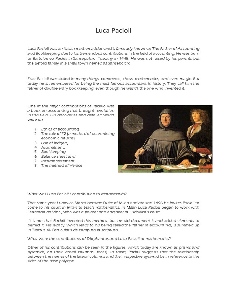 Luca Pacioli: Father of Accounting | PDF