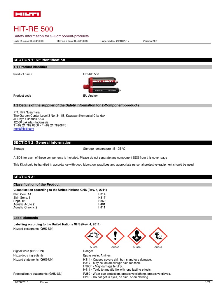 Material Safety Datasheet HIT RE 500 EN Material Safety Datasheet IBD ...