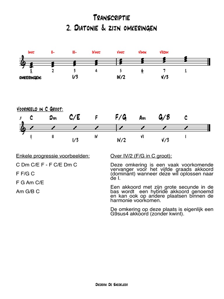 Transcriptie Diatonische Reeks OMKERINGEN | PDF
