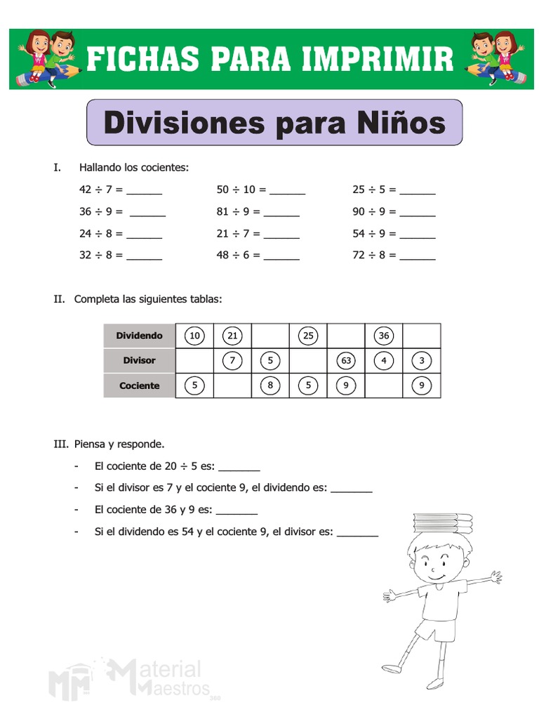 Fichas de Division | PDF | División (Matemáticas) | Matemática Elemental