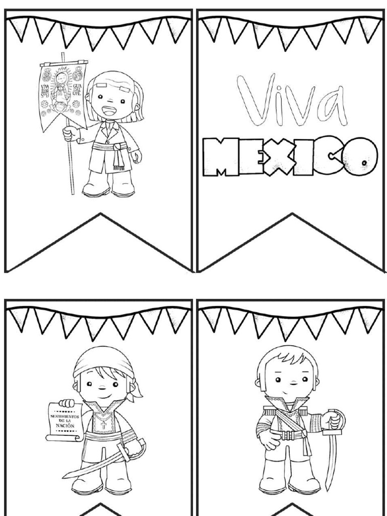 Banderines de La Independencia A Color y para Colorear (1) .PDF Versión ...