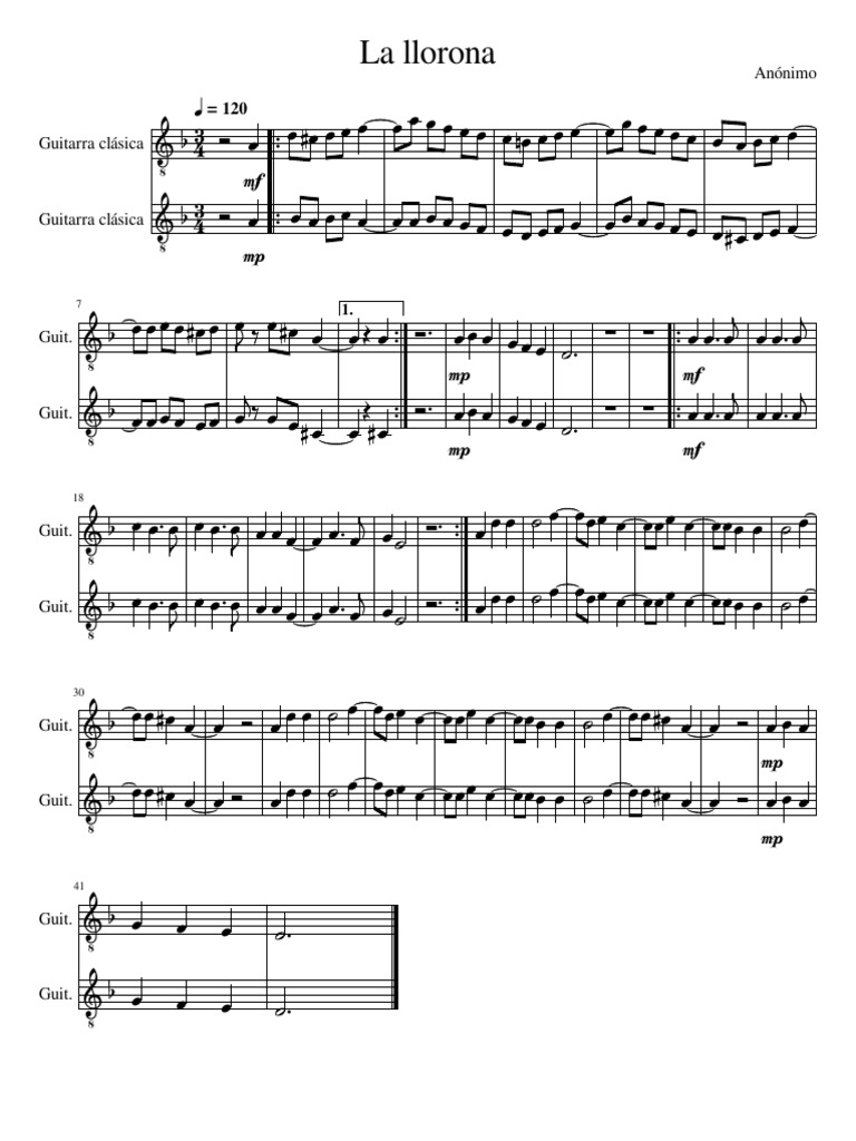 La Llorona - Trio de Guitarra | PDF