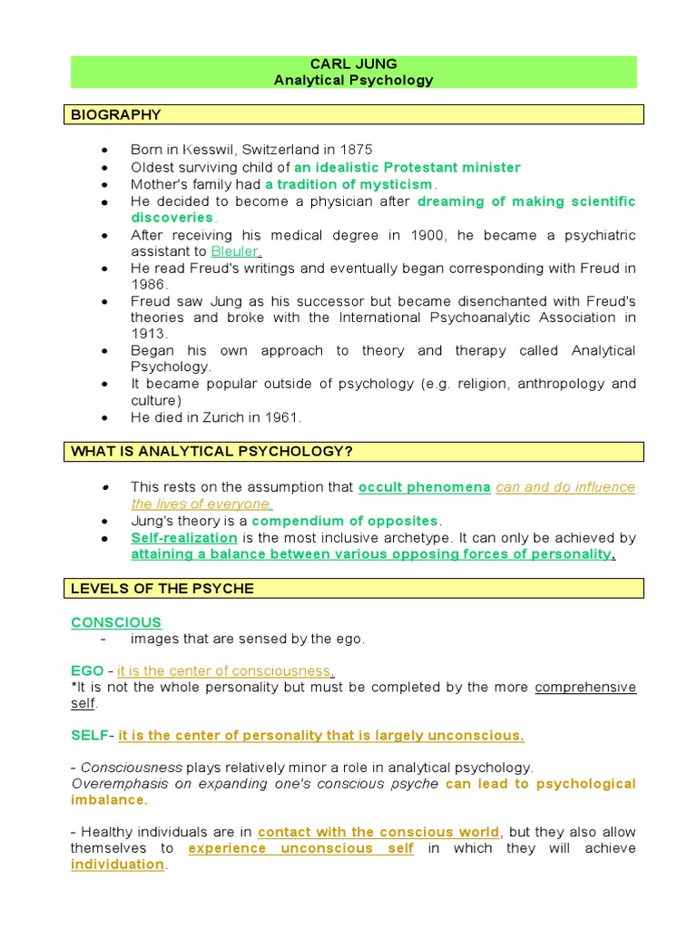 Carl Jung Notes | PDF | Carl Jung | Shadow (Psychology)