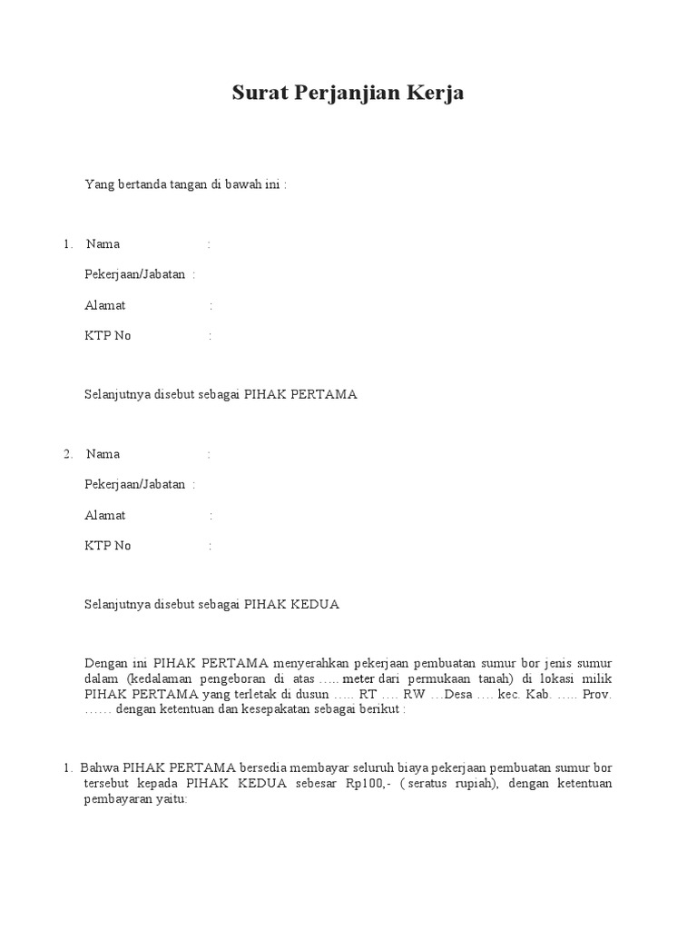 Surat Perjanjian Kerja | PDF