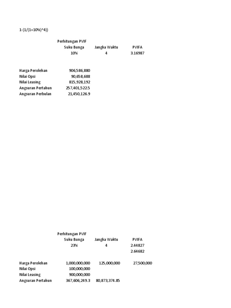 Perhitungan Leasing 1 | PDF