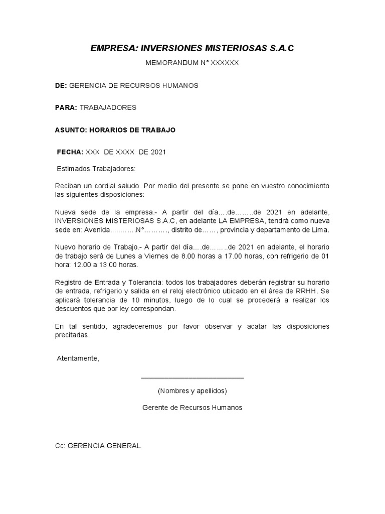 Modelo Memorandum Informativo | PDF