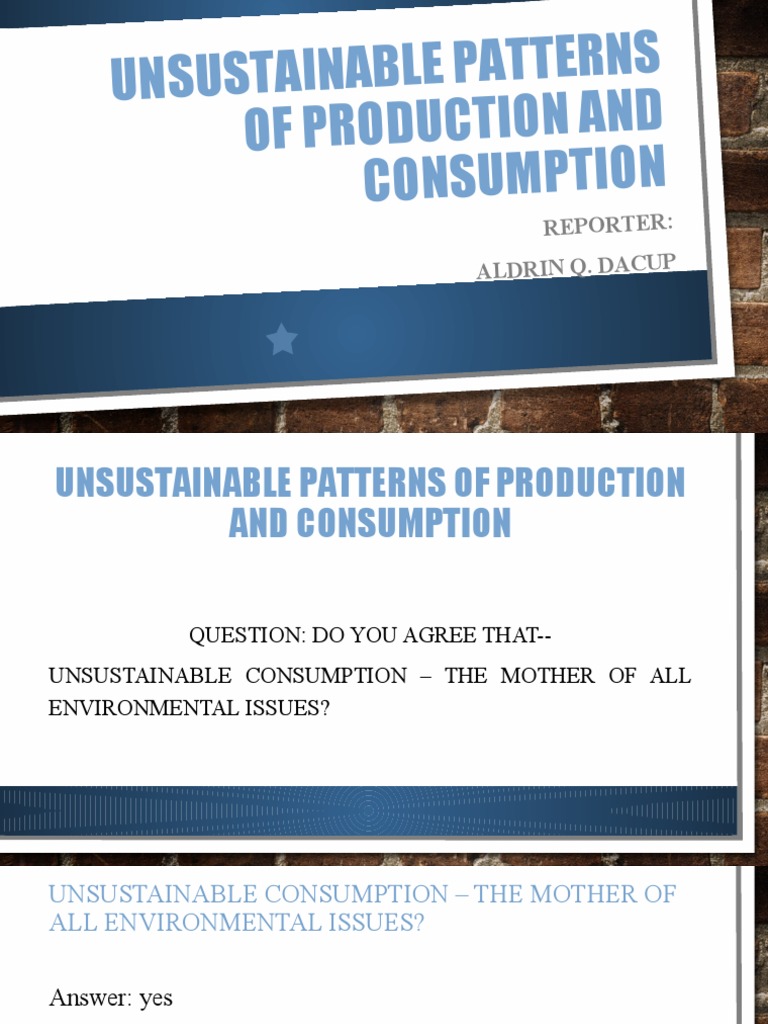 Unsustainable Production and Consumption Patterns | PDF ...