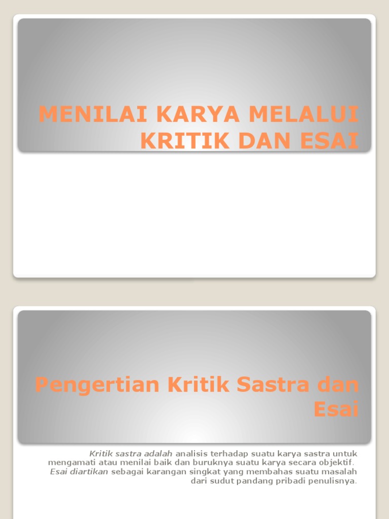 Kritik Sastra dan Esai: Perbedaan dan Ciri | PDF