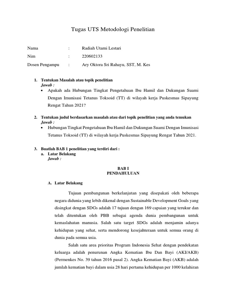 Tugas UTS Metodologi Penelitian | PDF | Pengembangan Diri | Kesehatan Holistik