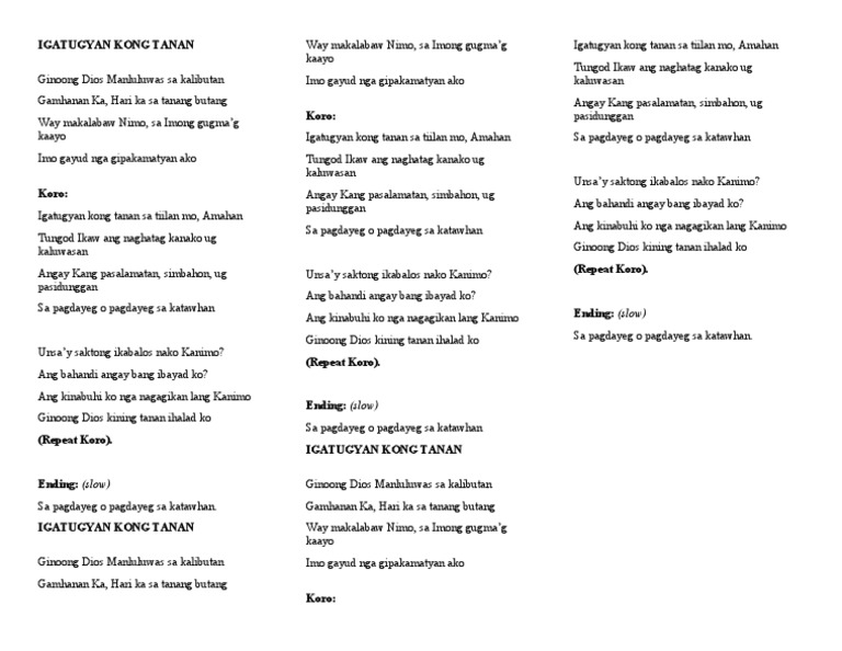 Igatugyan Kong Tanan | PDF