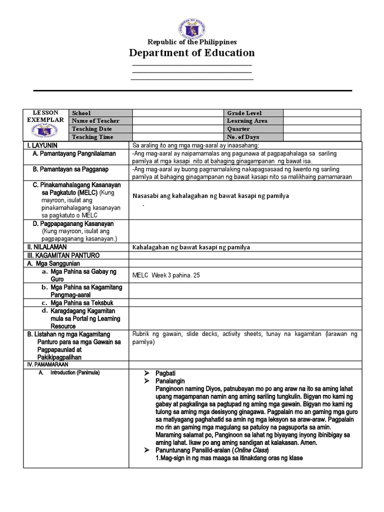 DLP Ap Pamilya Week 3 | PDF