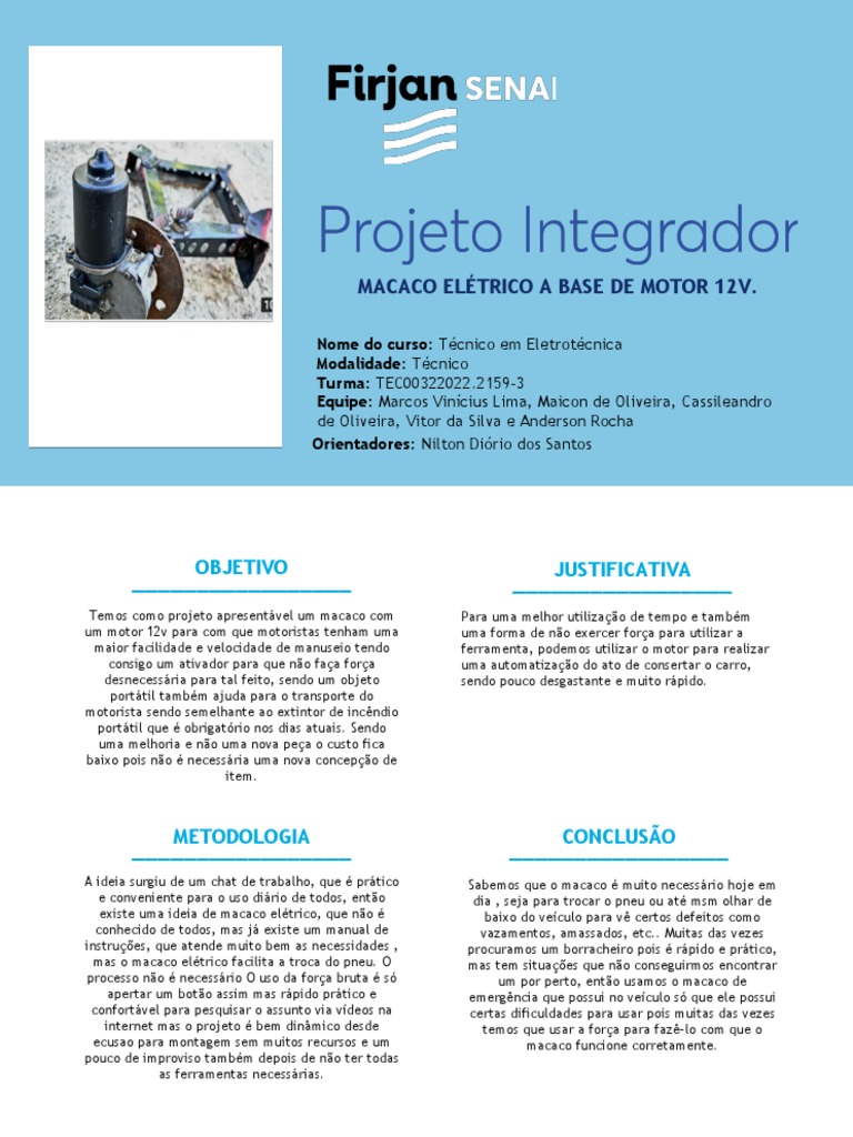 Poster ProjetoIntegrador FIRJAN SENAI | PDF | Motores