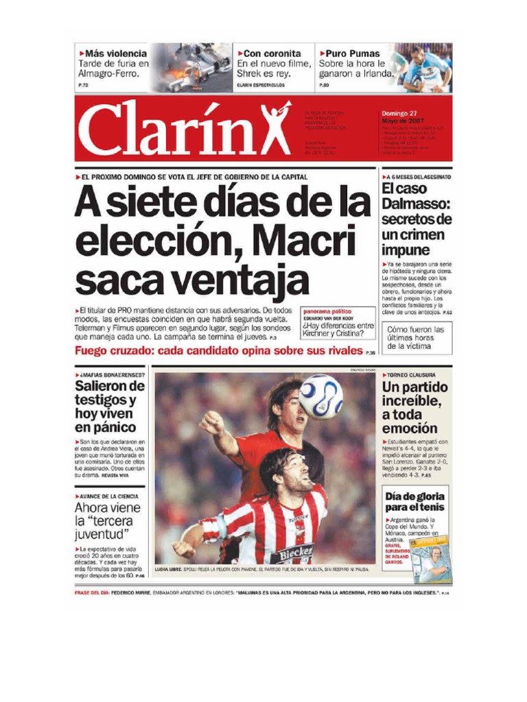La Tapa Del Diario Clarín Del Día en Que Naciste | PDF