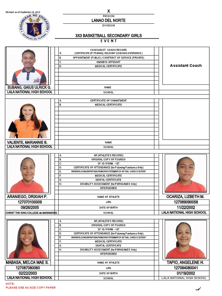 Documentation of Athlete and Coach Requirements for the 3x3 Basketball ...