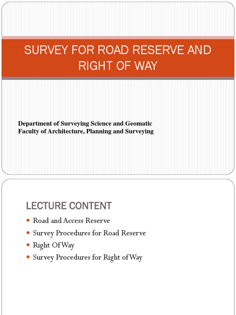 Chapter 6 Survey For Road Reserve | PDF | Road | Transport