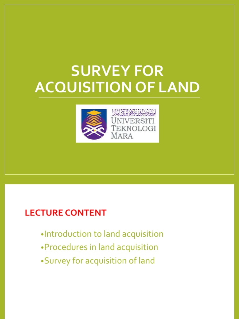 Chapter 5 Survey For Acquisition of Land | PDF | Eminent Domain | Surveying
