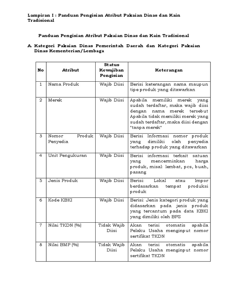 Petunjuk Pengisian Atribut | PDF