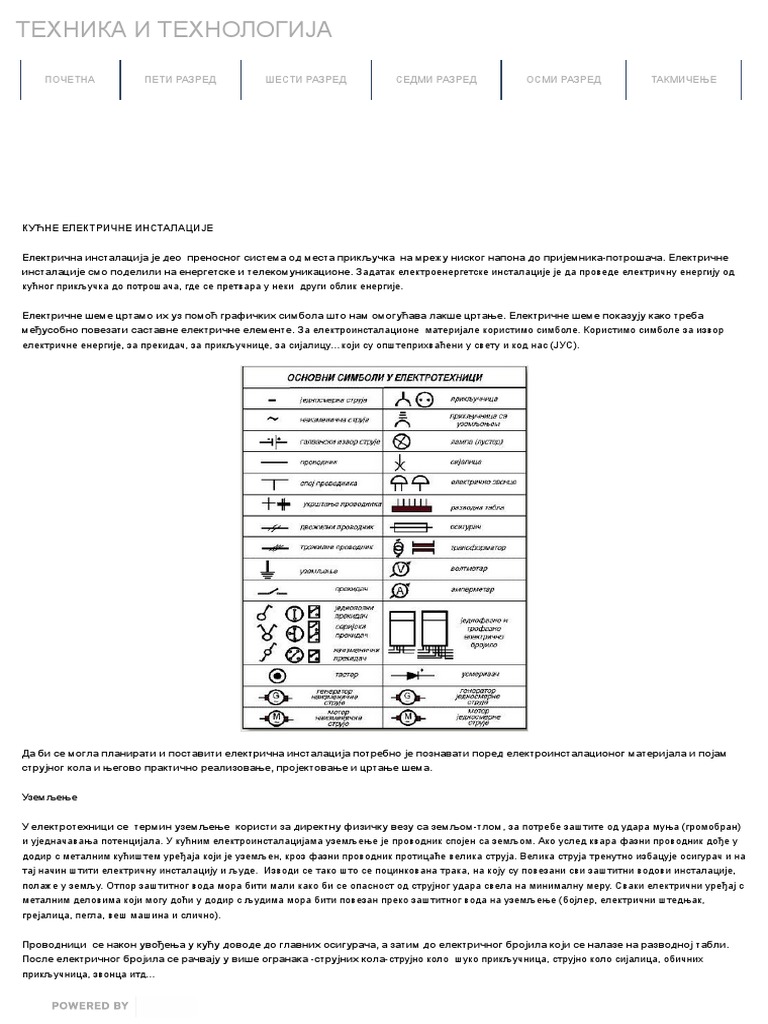 Кућне електричне инсталације - ТЕХНИКА И ТЕХНОЛОГИЈА | PDF
