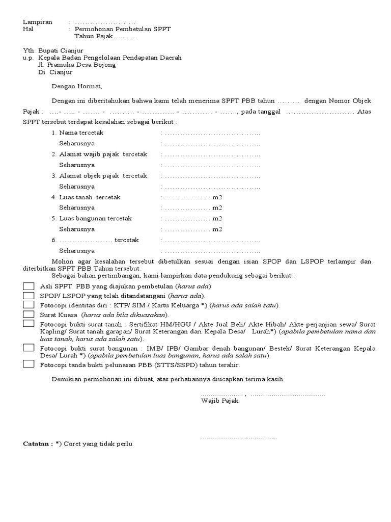 Lampiran 3 - Form Pembetulan SPPT | PDF