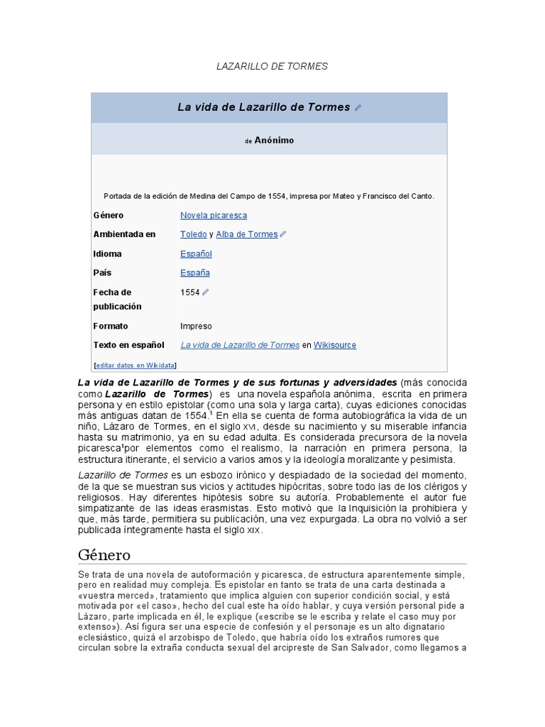 Lazarillo de Tormes | PDF