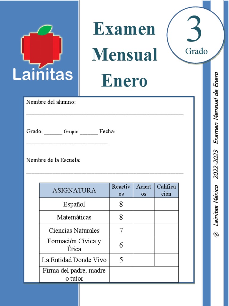 3er Grado - Examen Mensual Enero (2022-2023) | PDF | Aves | Abejas