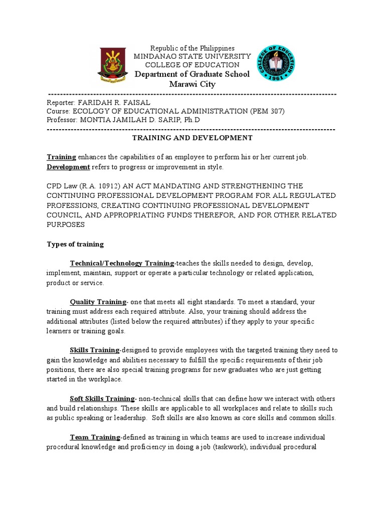 Training and Development Programs and Incentive Award Systems for ...