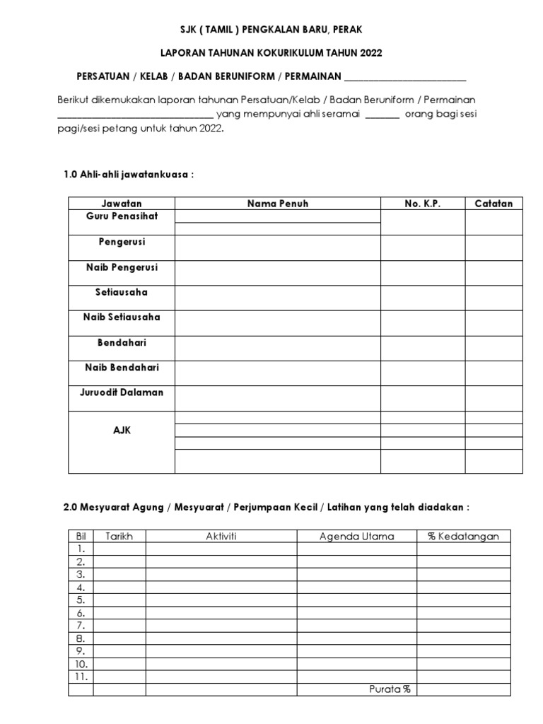 Borang Laporan Tahunan - Kewangan | PDF