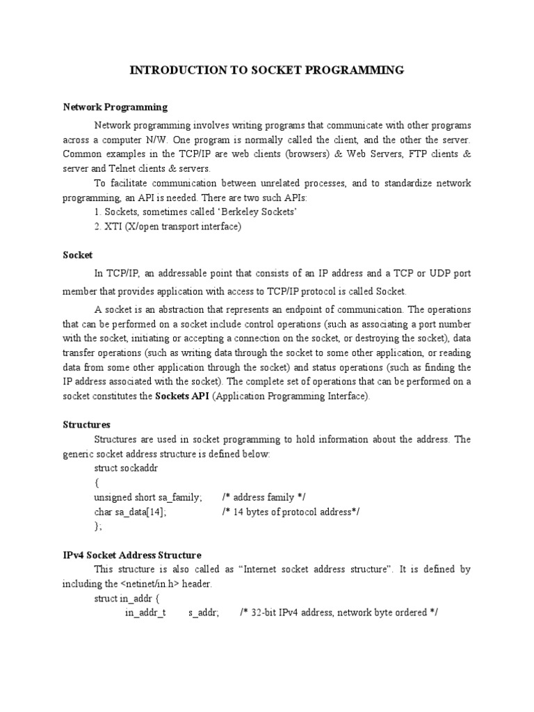 Introduction To Socket Programming | PDF | Network Socket | Port ... Introduction To Socket Programming | PDF | Network Socket | Port ...