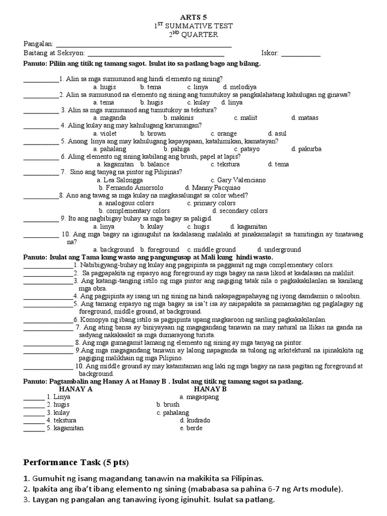 ARTS 5 - Q2-SM1 Week 1-3 | PDF