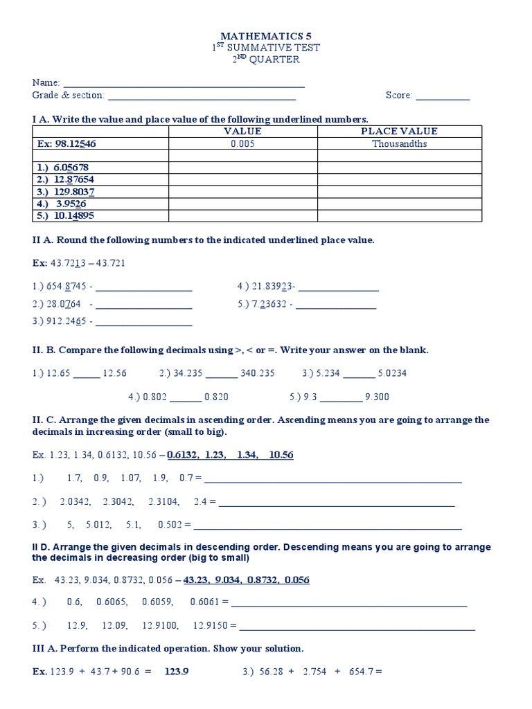 MATH5 - Q2-SM1 Week 1-3 | PDF | Mathematics