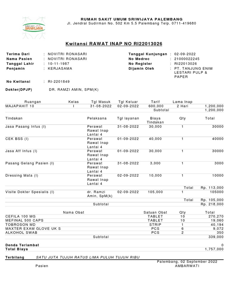 Kwitansi RI22013026 RI-2201849 | PDF