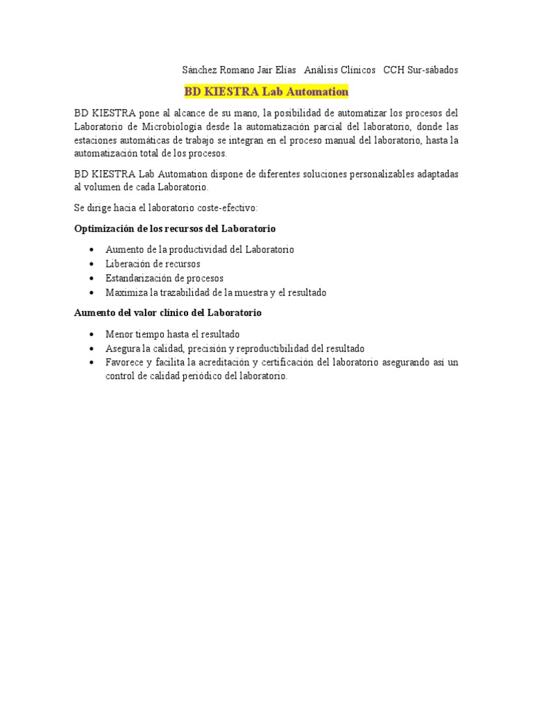 BD Kiestra | PDF | Tecnología