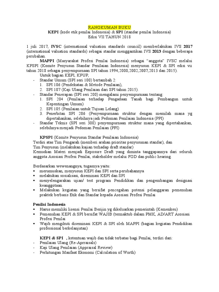Rangkuman Buku Kepi Spi | PDF
