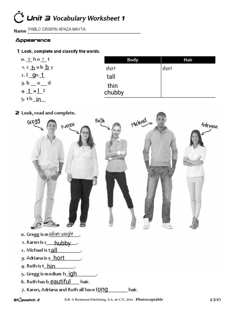 Vocabulary Unit 3 Tercero | PDF