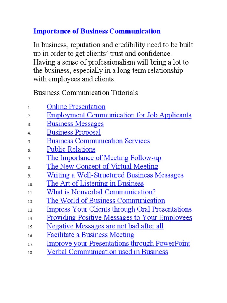 Importance of Business Communication | PDF | Etiquette | Communication
