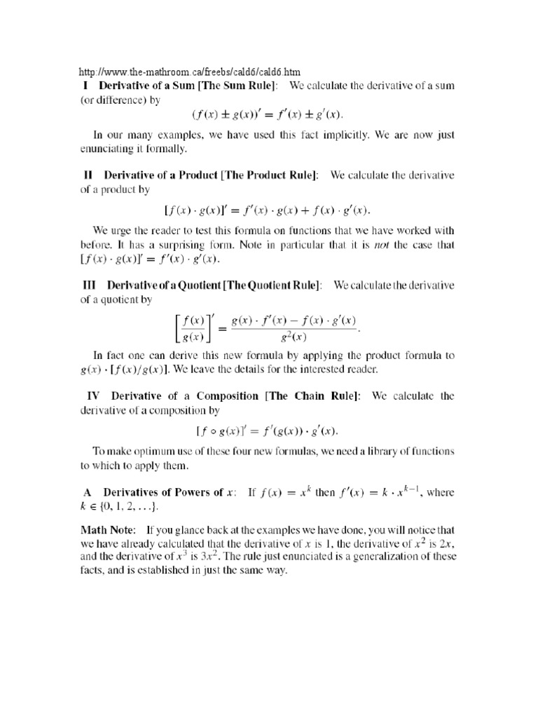 Derivative Rules (Examples) | PDF