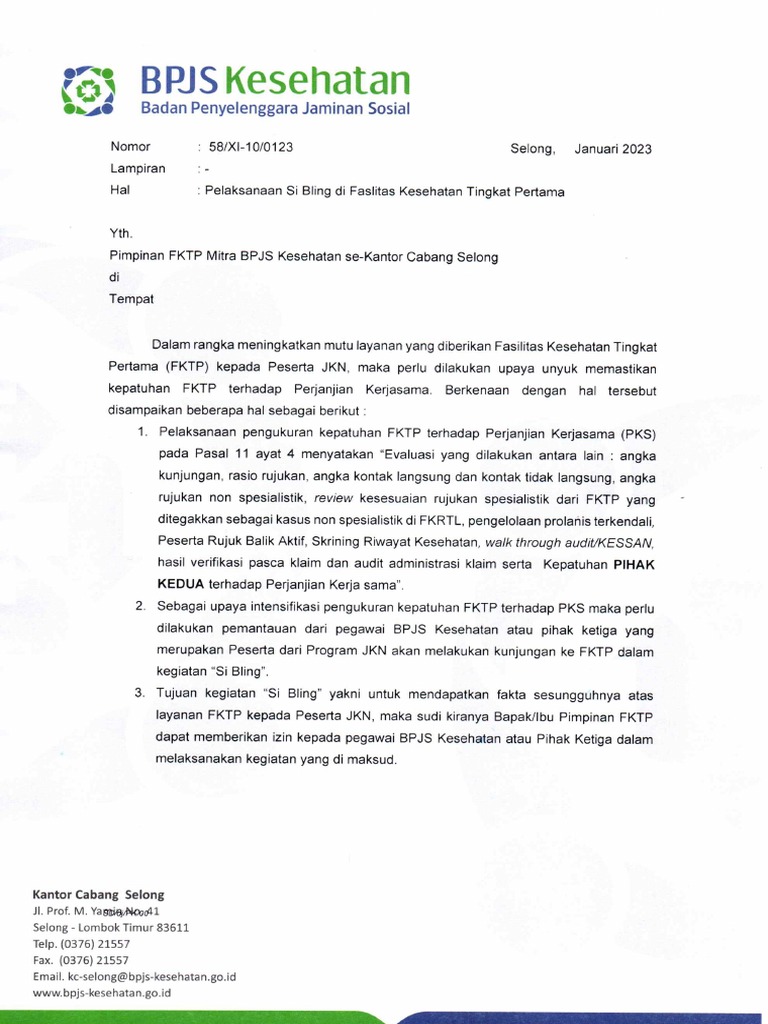 Surat Pelaksanaan Sibling | PDF