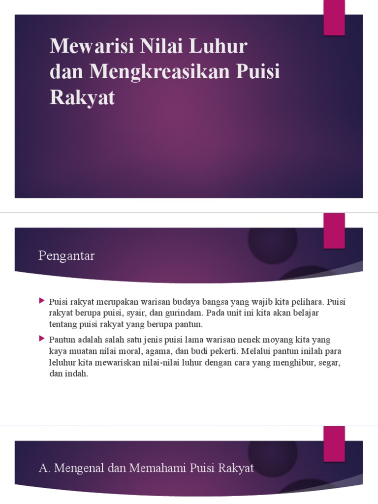 Memahami Puisi Rakyat: Pantun, Gurindam, Syair | PDF