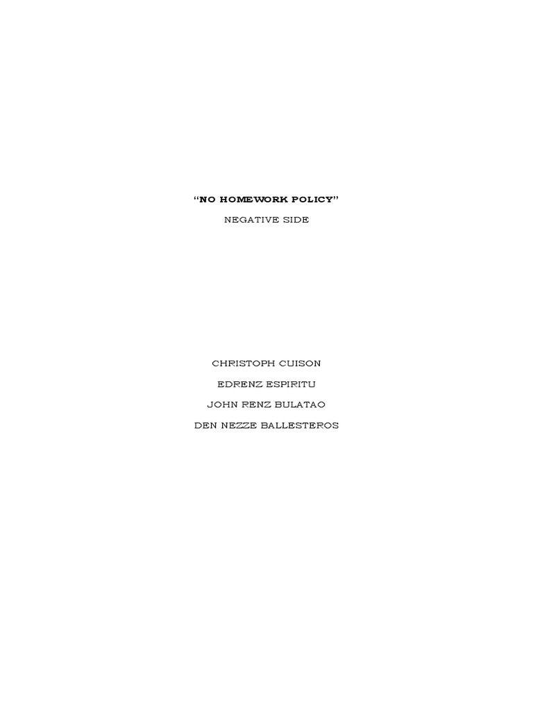 Arguments Against No Homework Policy | PDF | Homework | Teachers