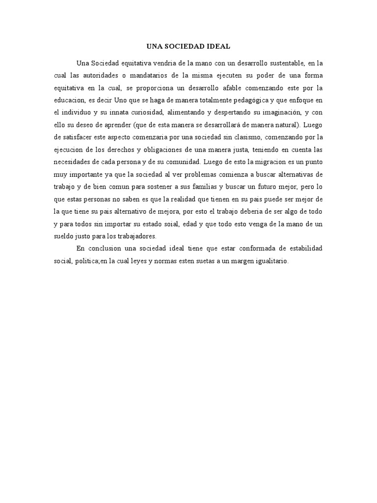 Una Sociedad Ideal | PDF