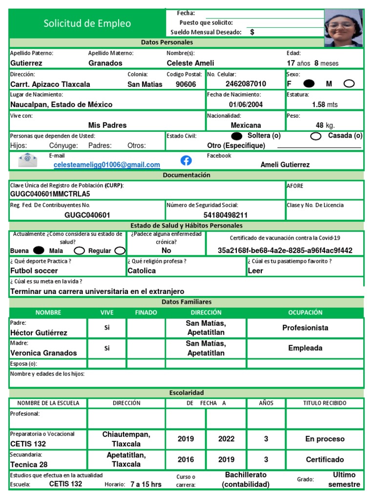 Solicitud de Empleo A | PDF