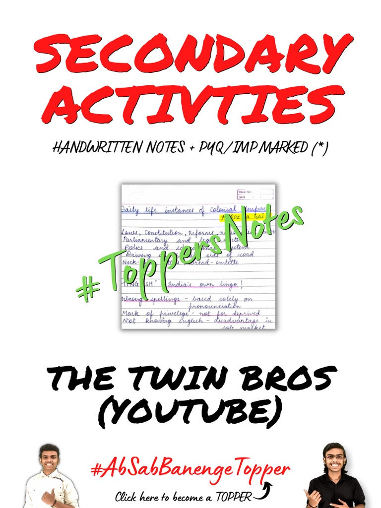 Secondary Activities #Toppersnotes - The Twin Bros | PDF | Computing