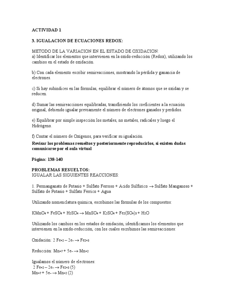 Actividad 1 Semana 1 | PDF | Redox | Cloro